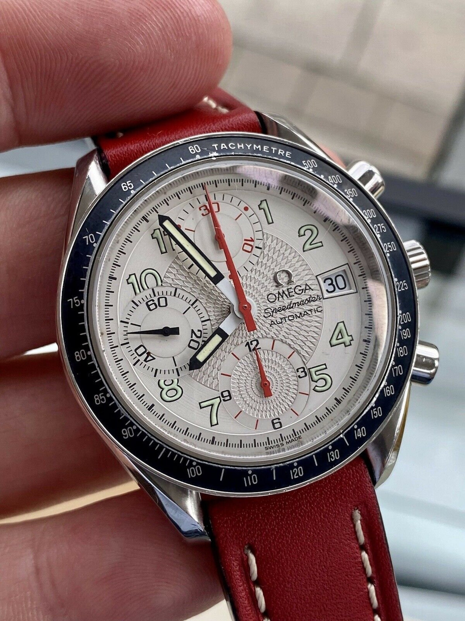 Omega Speedmaster Reduced 38mm Red Hand Date Dial Men's | Etsy