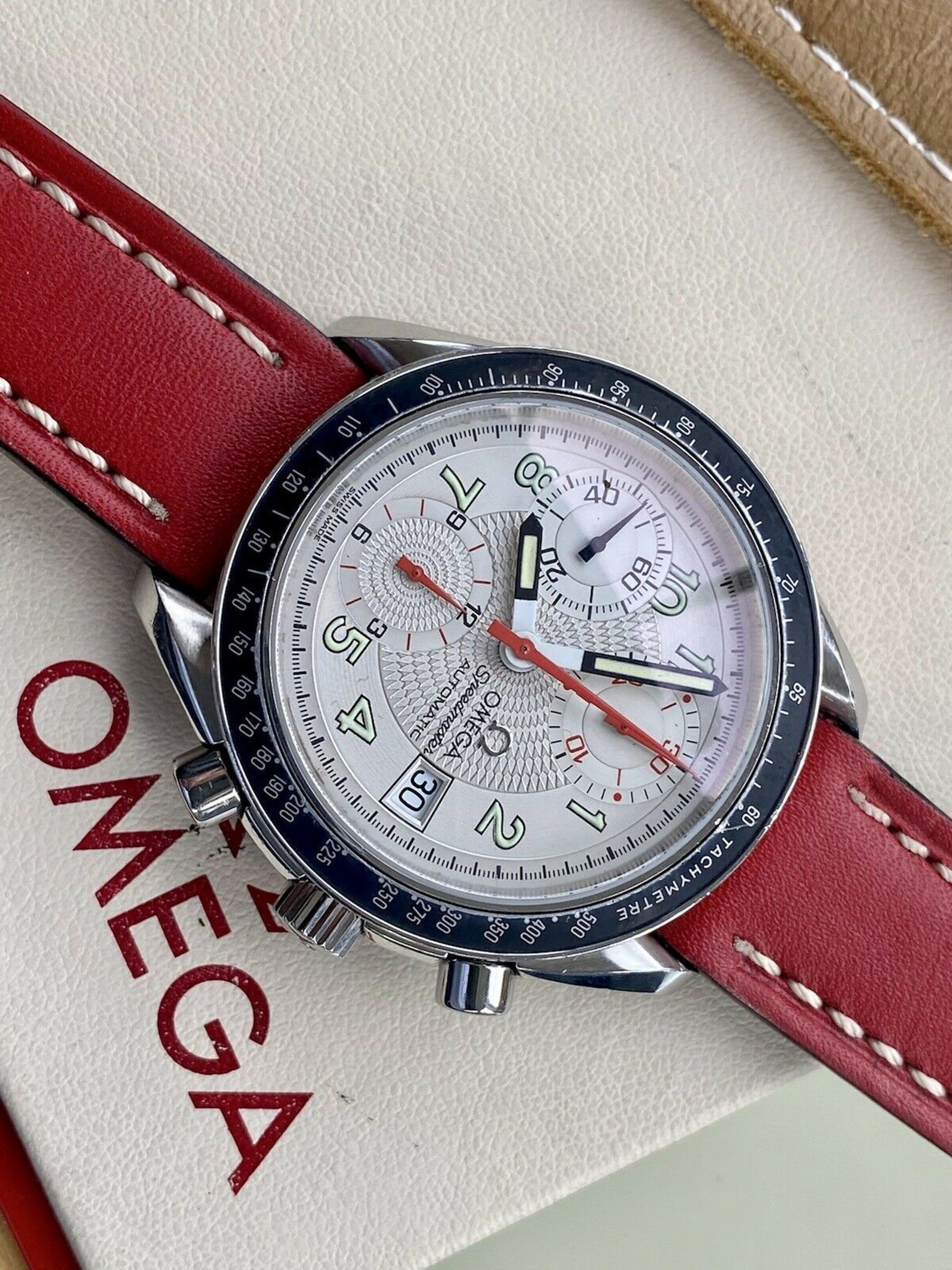 Omega Speedmaster Reduced 38mm Red Hand Date Dial Men's | Etsy