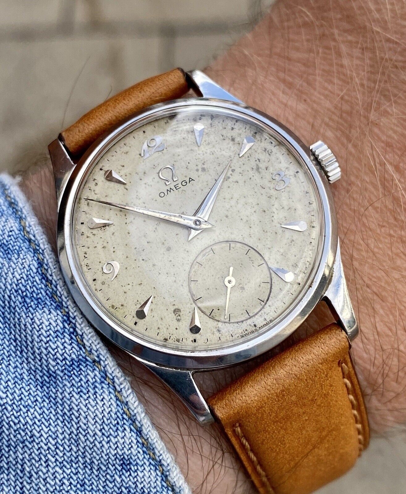 Omega Classic 265 Mechanical Steel Mens Vintage Patina Dial 1952 Lug ...