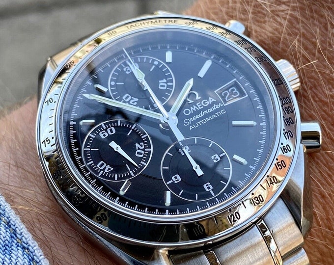 Omega 2004 Speedmaster Steel 351352 Black Dial Mens 38mm Automatic box ...