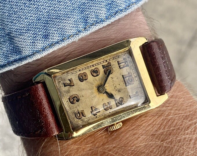 Rolex Tank 18K Gold Art Deco Dial Vintage Mens Vintage 1920 Antique ...