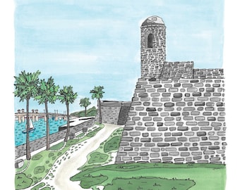 Watercolor Illustration Art Print of St. Augustine Beach | Etsy