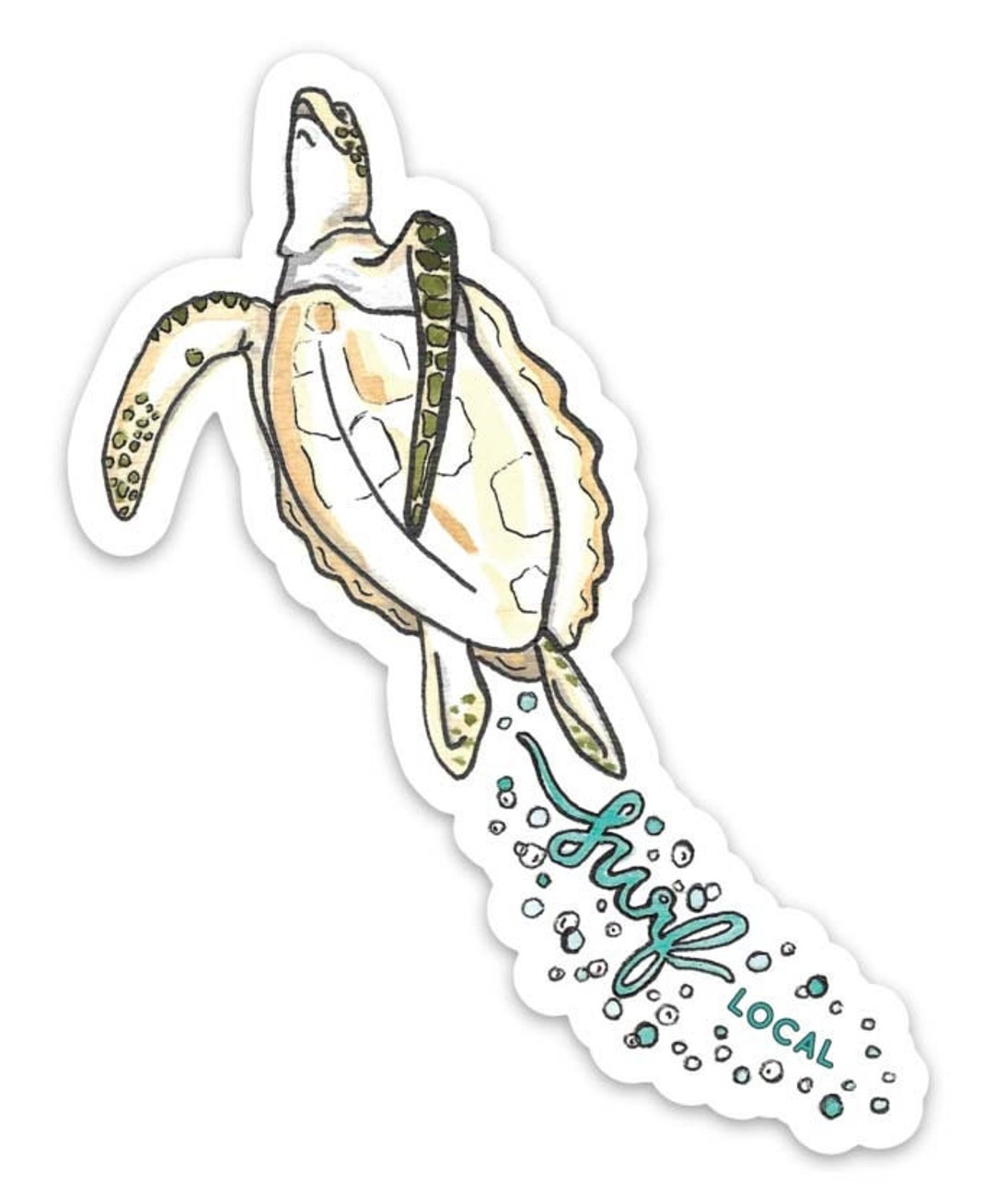 Sea Turtle Surf Local Sticker Jelly Press - Etsy