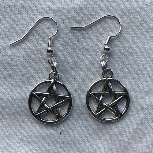 Pentagram Silver Silver Earrings Emo Goth Cool Fashion Rock | Etsy UK