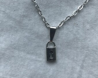 Padlock Silver Necklace & Pendent Emo Goth Cool Fashion Rock | Etsy