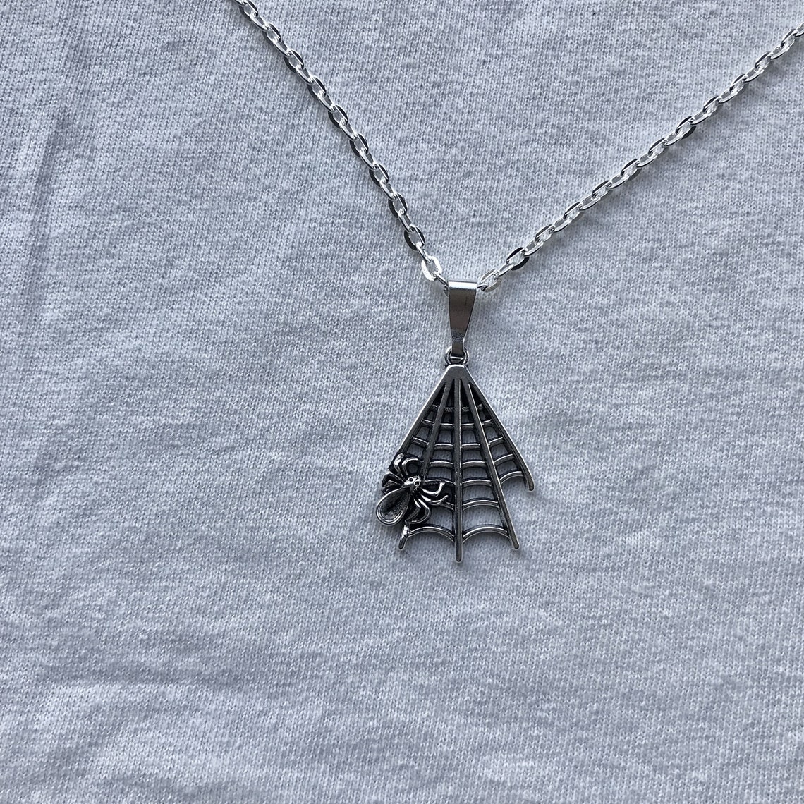 Spider Web Silver Necklace & Pendent Emo Goth Cool Fashion - Etsy