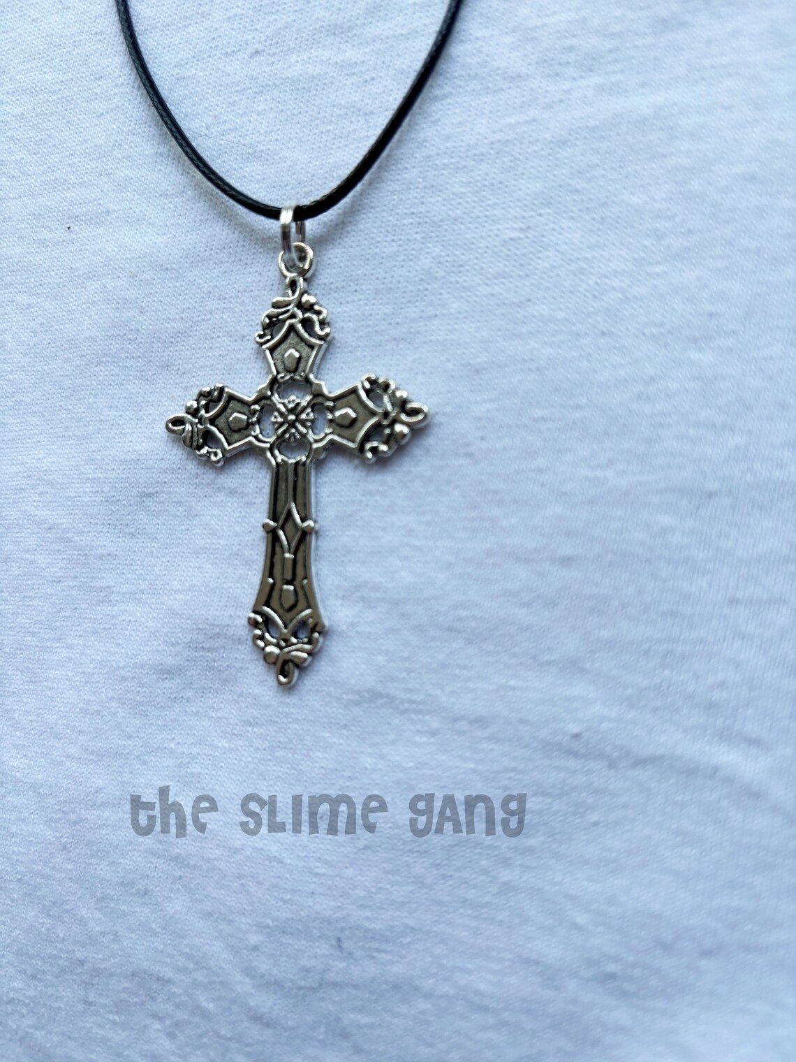 Large Crucifix Cross Cord Rope Choker Necklace & Pendent | Emo Goth ...
