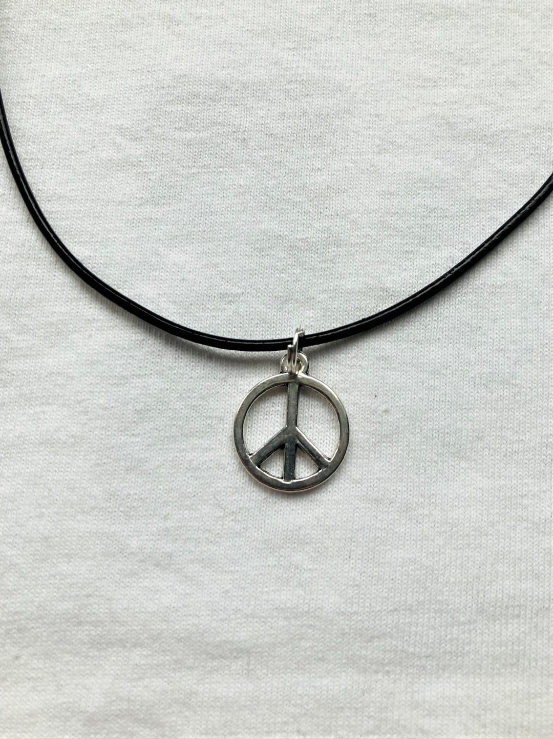 Peace Symbol Cord Rope Choker Necklace & Pendent | Emo Goth Zen Hippie ...