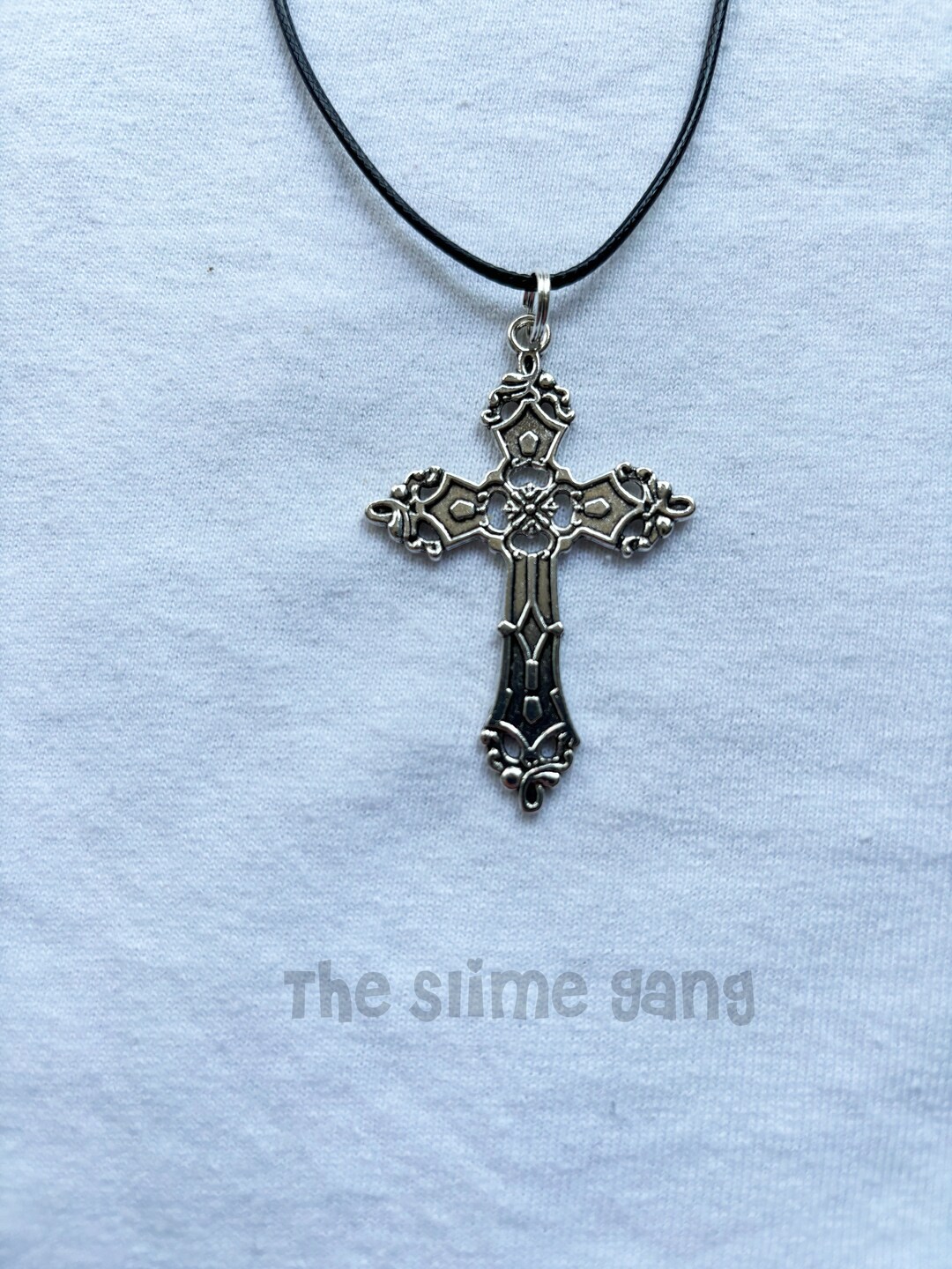 Large Crucifix Cross Cord Rope Choker Necklace & Pendent | Emo Goth ...