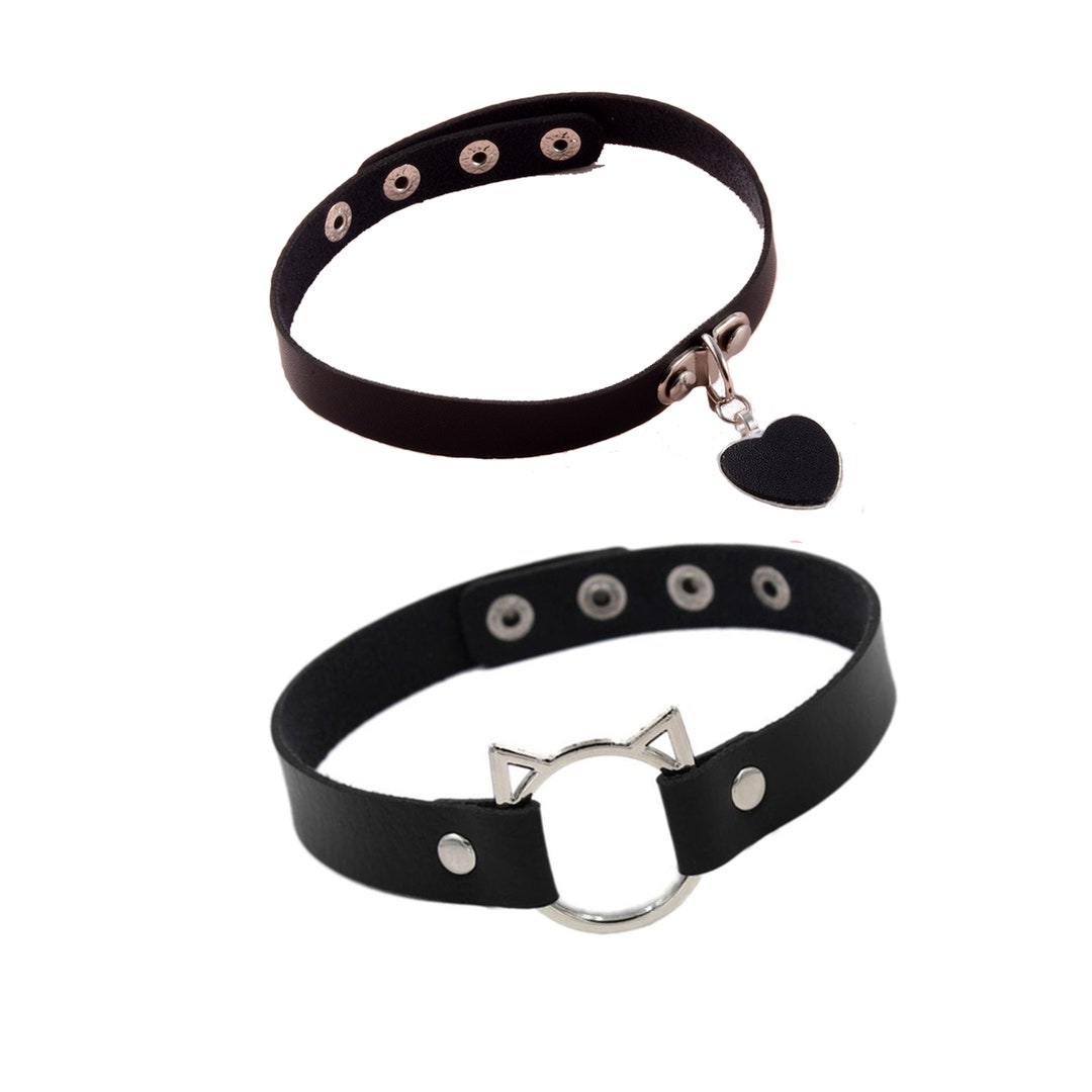 Emo Styler Leather Gothic Chokers With Snap Buttons | Emo Cute Punk ...