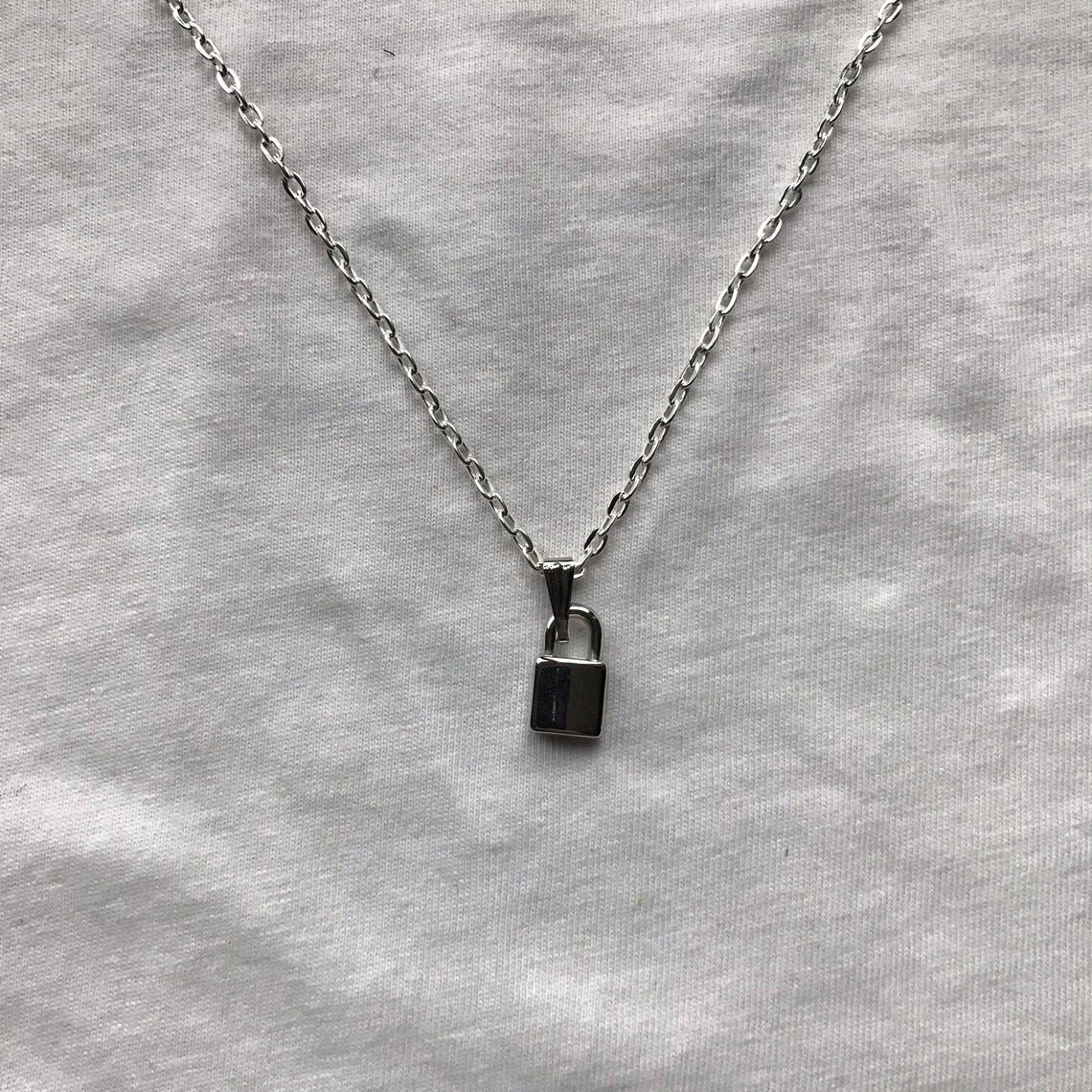 Padlock Silver Necklace & Pendent | Emo Goth Cool Fashion Rock Tattoo ...