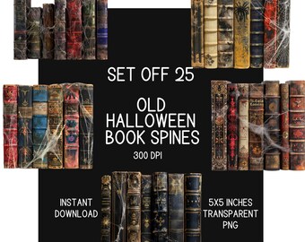 Halloween Book Cover Spine Overlay Clipart, Digital Skull Book PNG ...