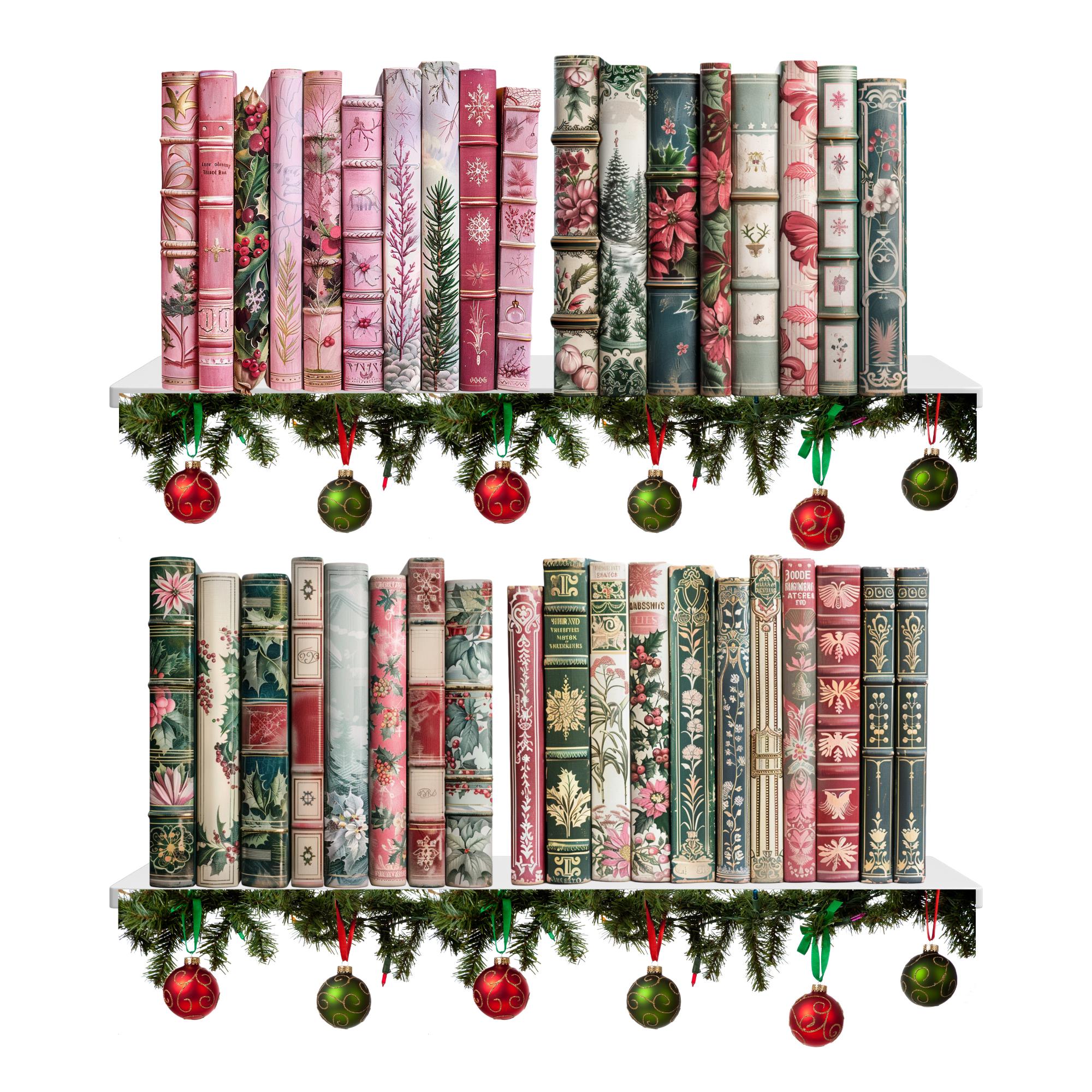 Pastel Christmas Book Spine Clipart PNG, Bundle of 25, Festive Spine ...