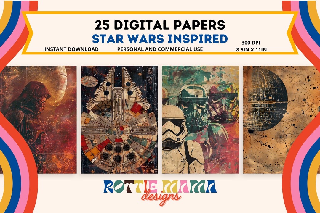 Star Wars Digital Paper: Galaxy Scrapbook Paper (PNG, 8.5x11, 300dpi ...