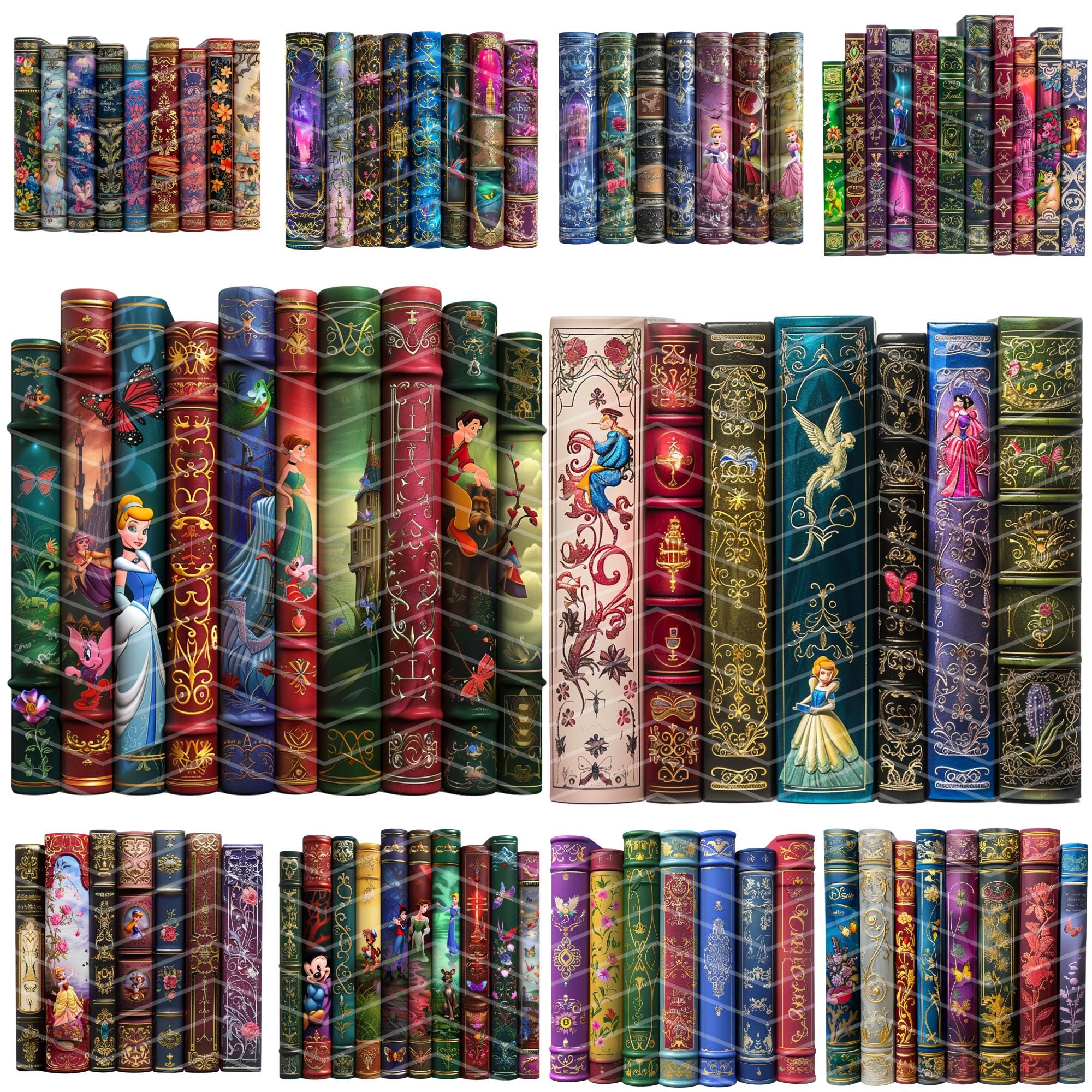 Fairytale Princess Inspired Book Spines PNG Clipart Set, 25 Fairytale ...