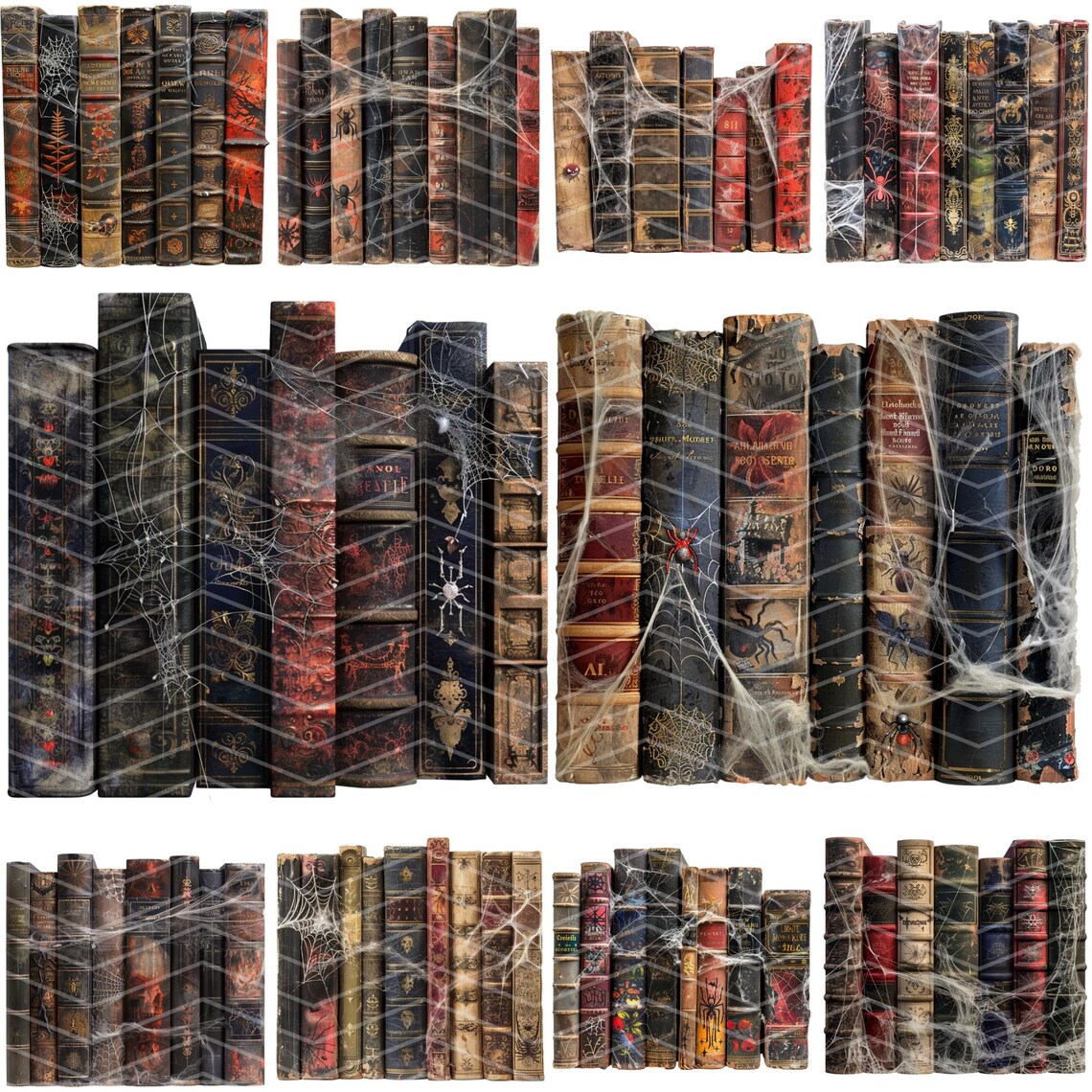 Old Spooky Halloween Book Cover Spine Clipart, Digital Book PNG Images ...