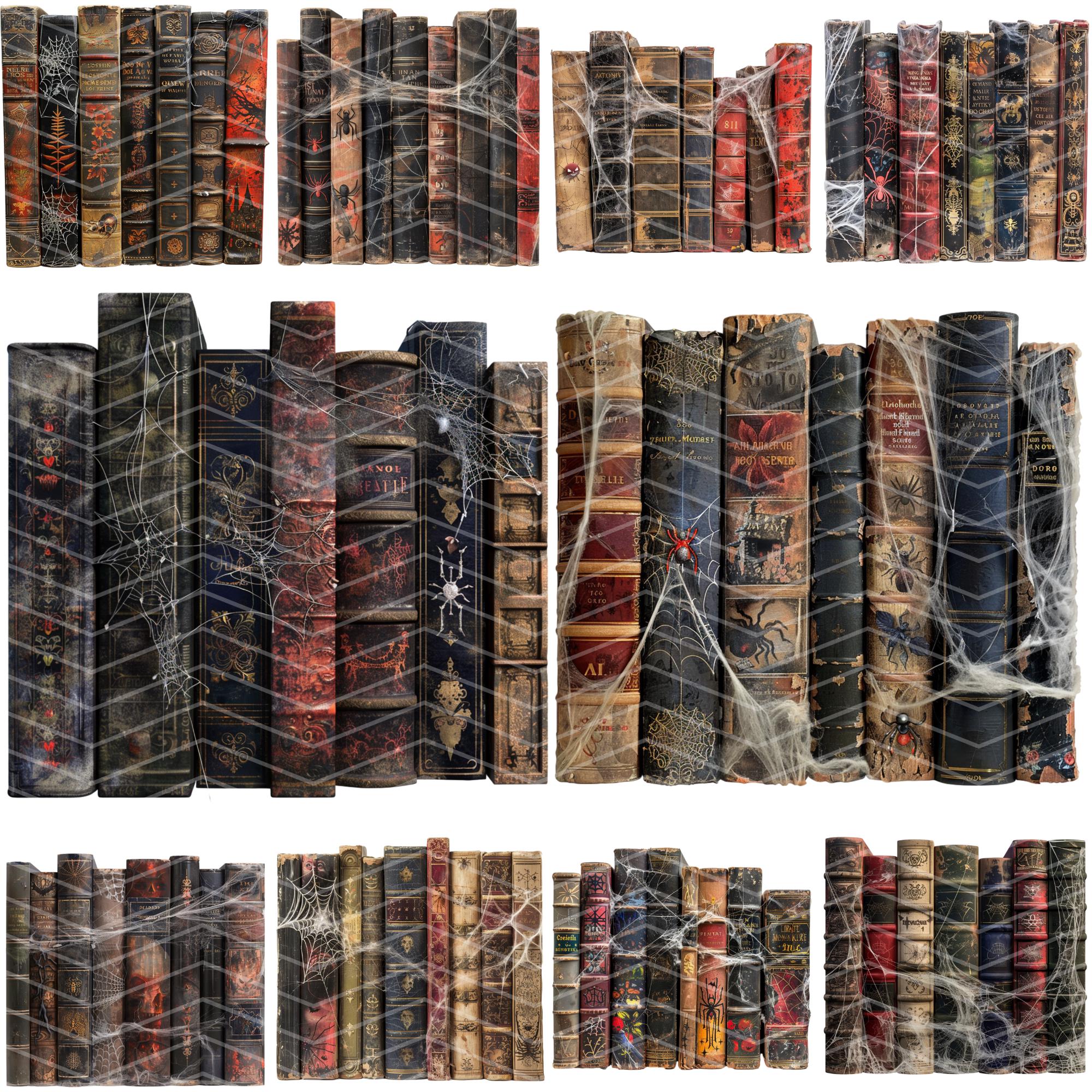 Old Spooky Halloween Book Cover Spine Clipart, Digital Book PNG Images ...