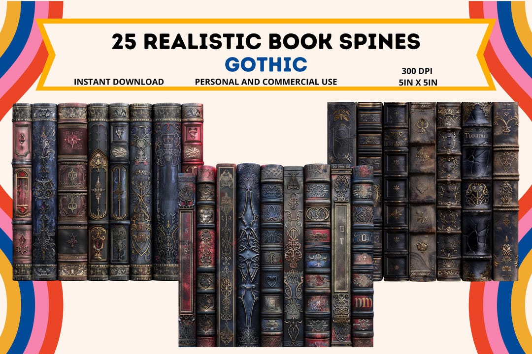 Gothic Book Spine Pngs: Dark Academia Graphics (digital Download) - Etsy