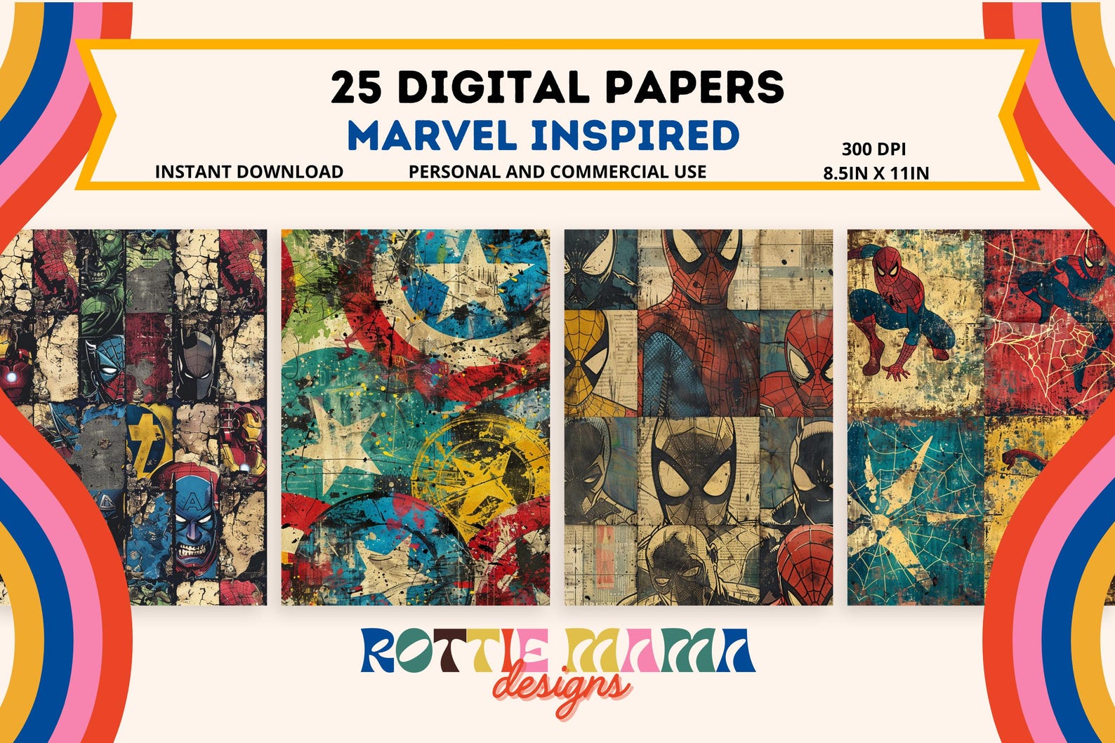 Superhero Inspired Digital Paper, Digital Scrapbook, Superhero Digital ...