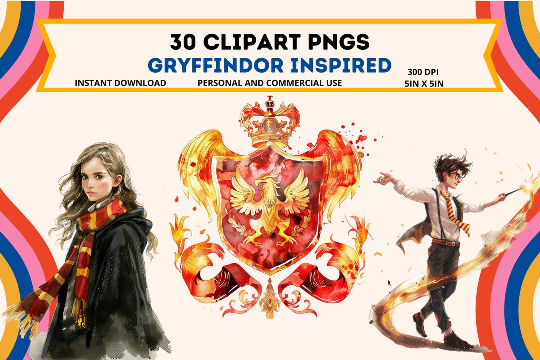 HP Wizard Gryffindor Clipart PNG | House Emblem | Lion Crest | Digital ...