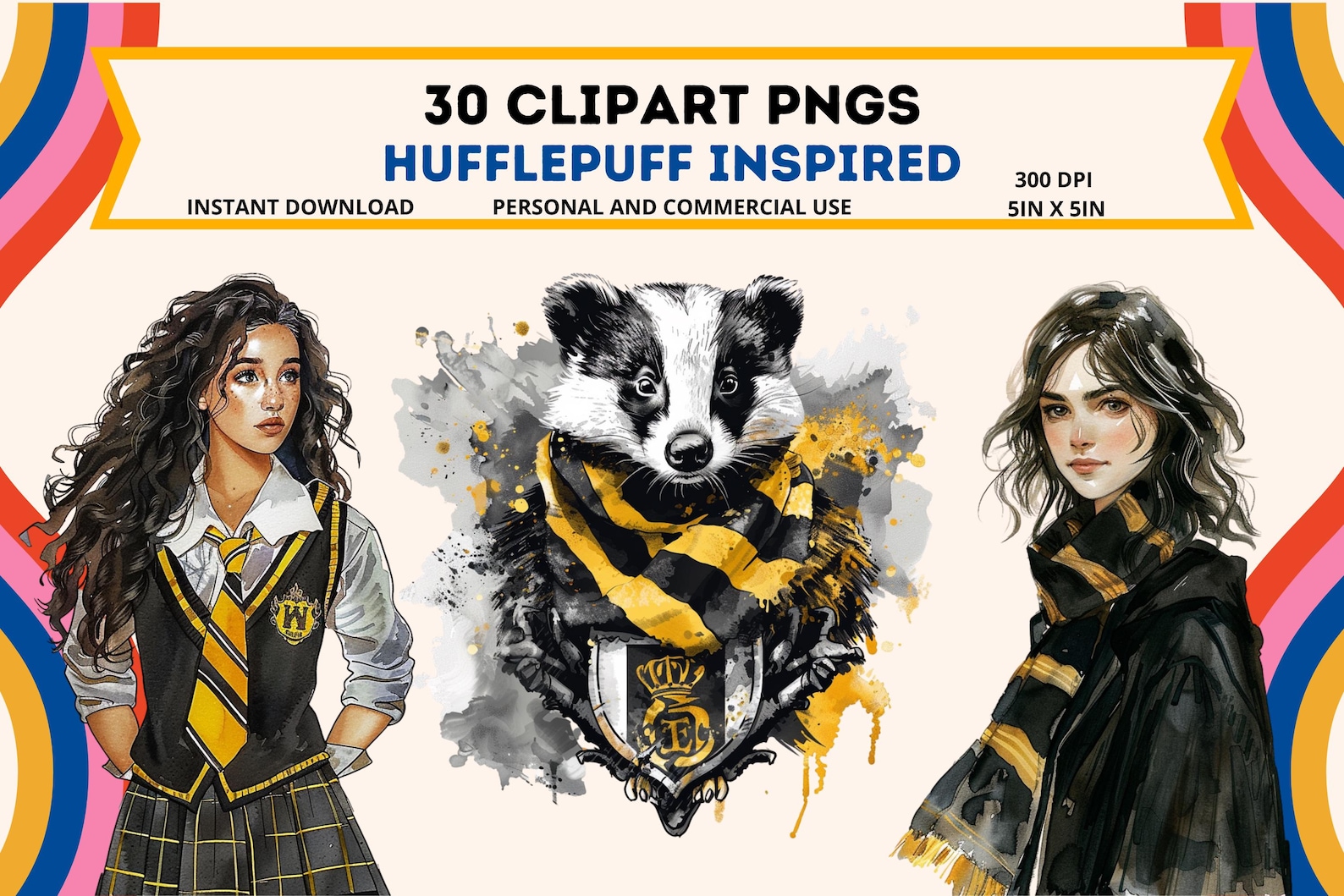 HP Wizard Hufflepuff Clipart PNG | House Emblem | Badger Crest ...