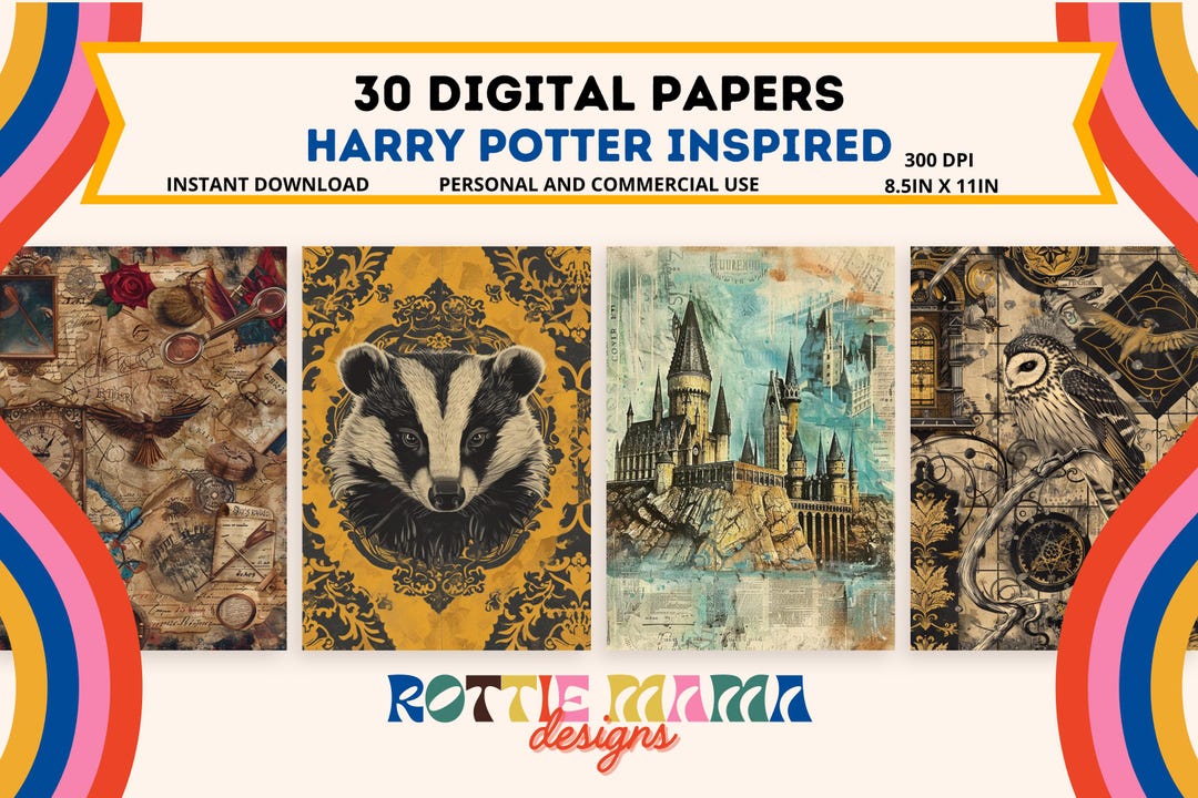 HP Wizard Inspired Digital Paper, Digital Scrapbook, Wizarding World ...