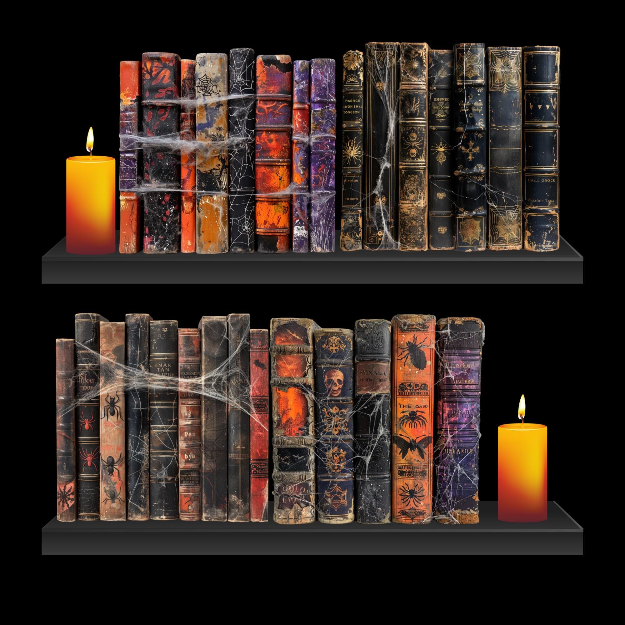 Old Spooky Halloween Book Cover Spine Clipart, Digital Book PNG Images ...