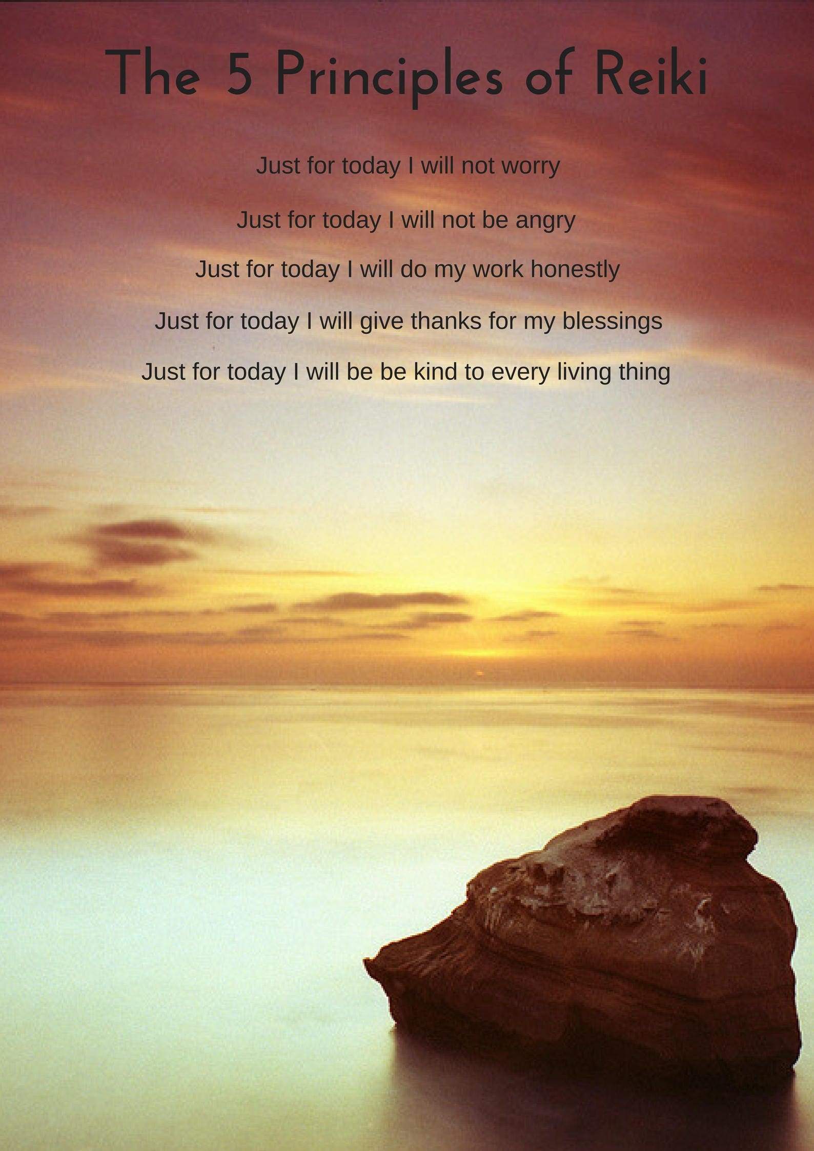Printable Reiki Art/the 5 Reiki Principles/home Decor Wall Art/salon ...