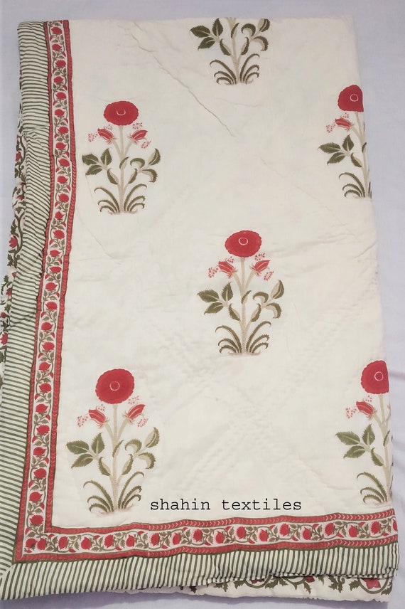 Hand Block Print Reversible Bedspread Home Decor Bedding | Etsy