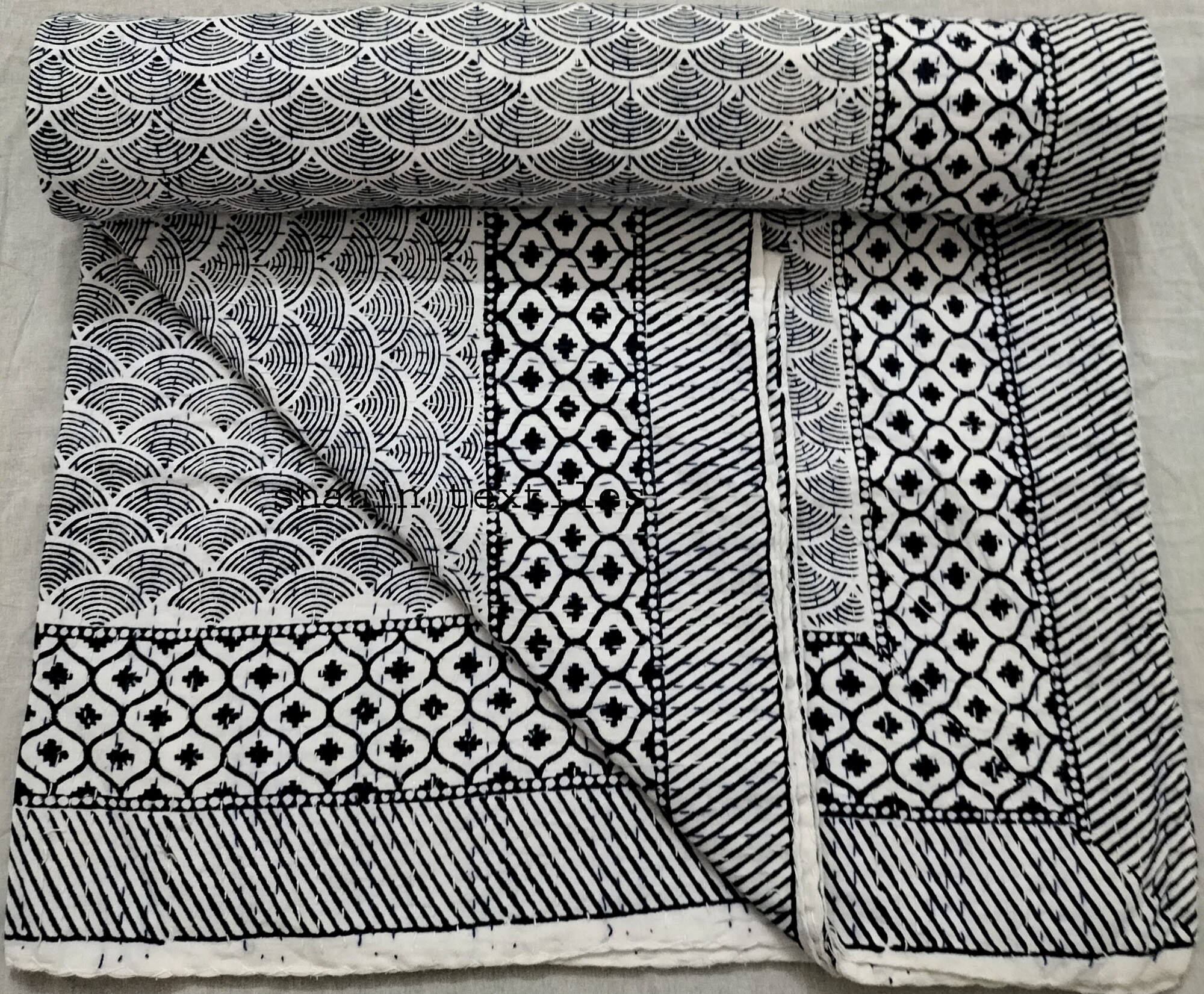 Hand Block Print Kantha Quilt Cotton Kantha Throw Hand Block - Etsy