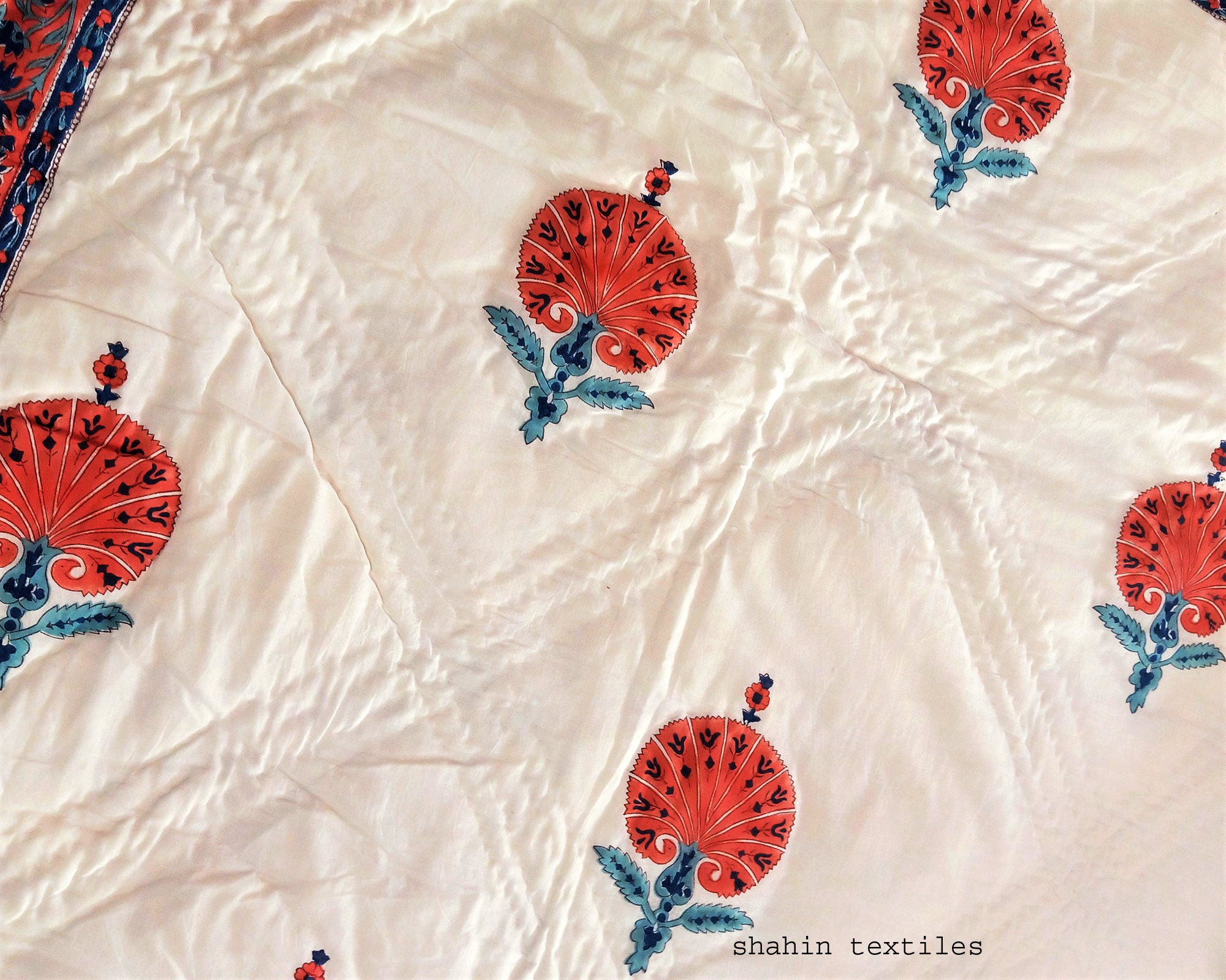 Multicoloured Hand Block Printed Reversible Smooth Ultra Warm - Etsy