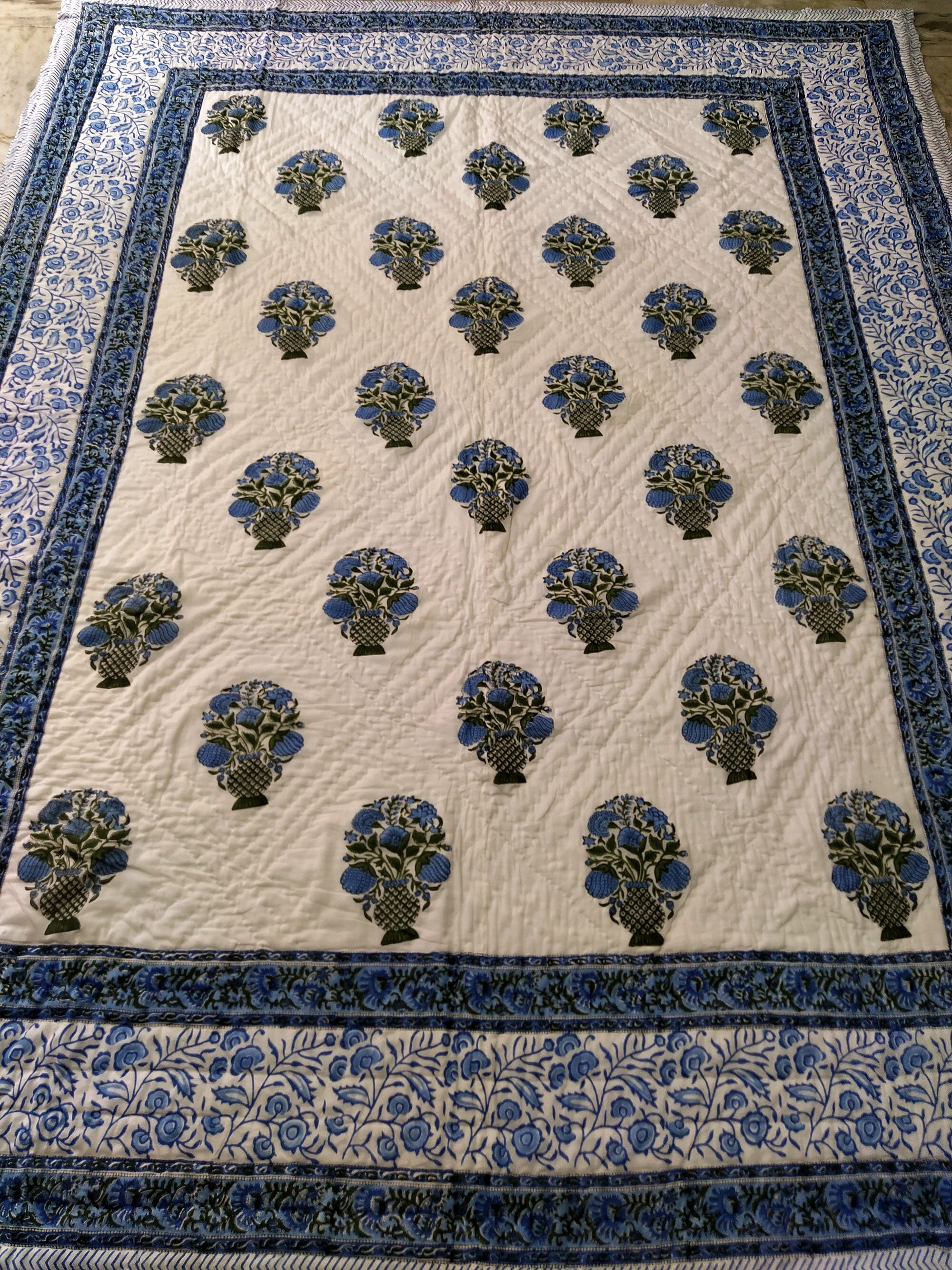 Indian Block Print Quilt Handmade Quilt Floral Christmas - Etsy