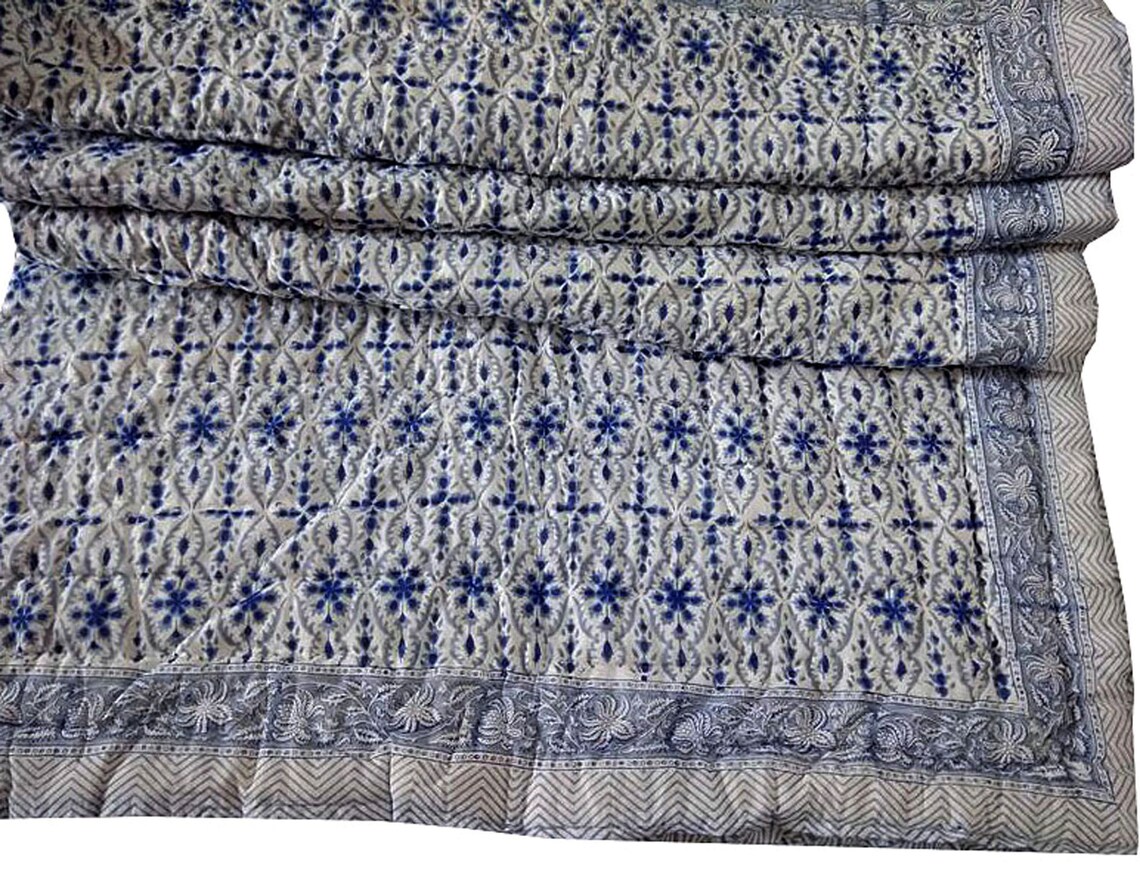Hand Block Printed With Wooden Blocks Hand Quilted Quilt Soft - Etsy