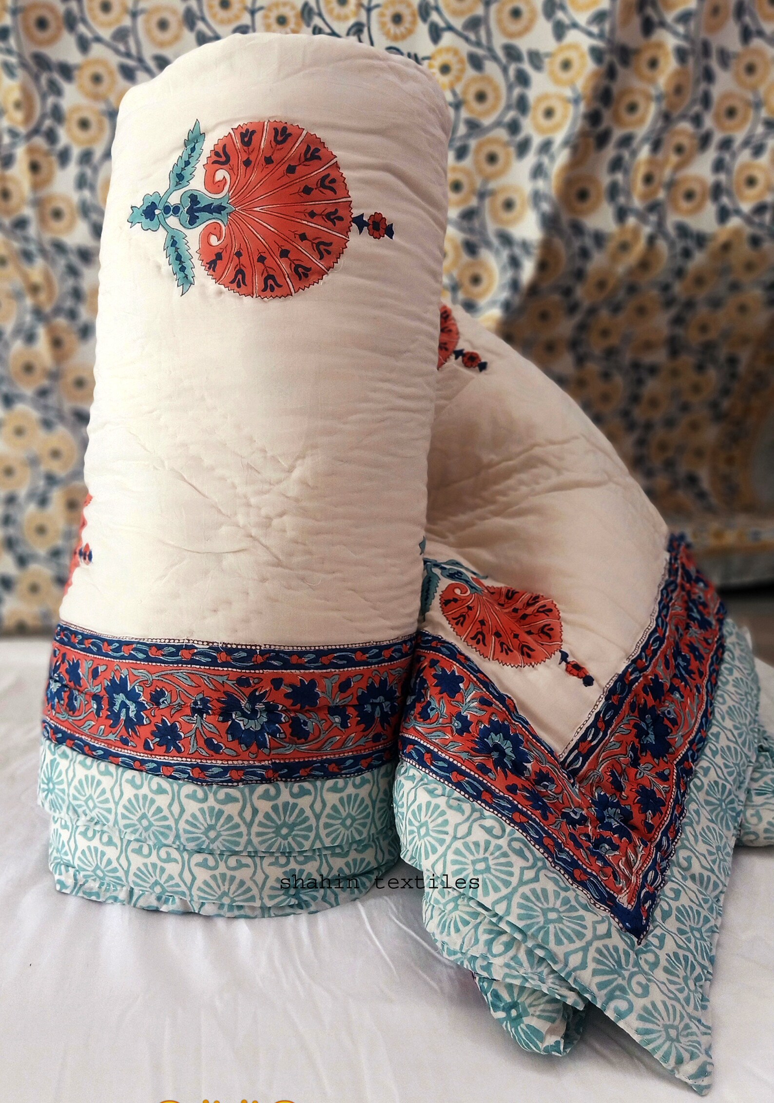 Multicoloured Hand Block Printed Reversible Smooth Ultra Warm - Etsy