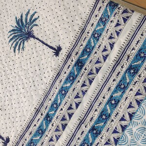Hand Block Print Quilt Palm Tree Design With Two Matching Pilllows ...