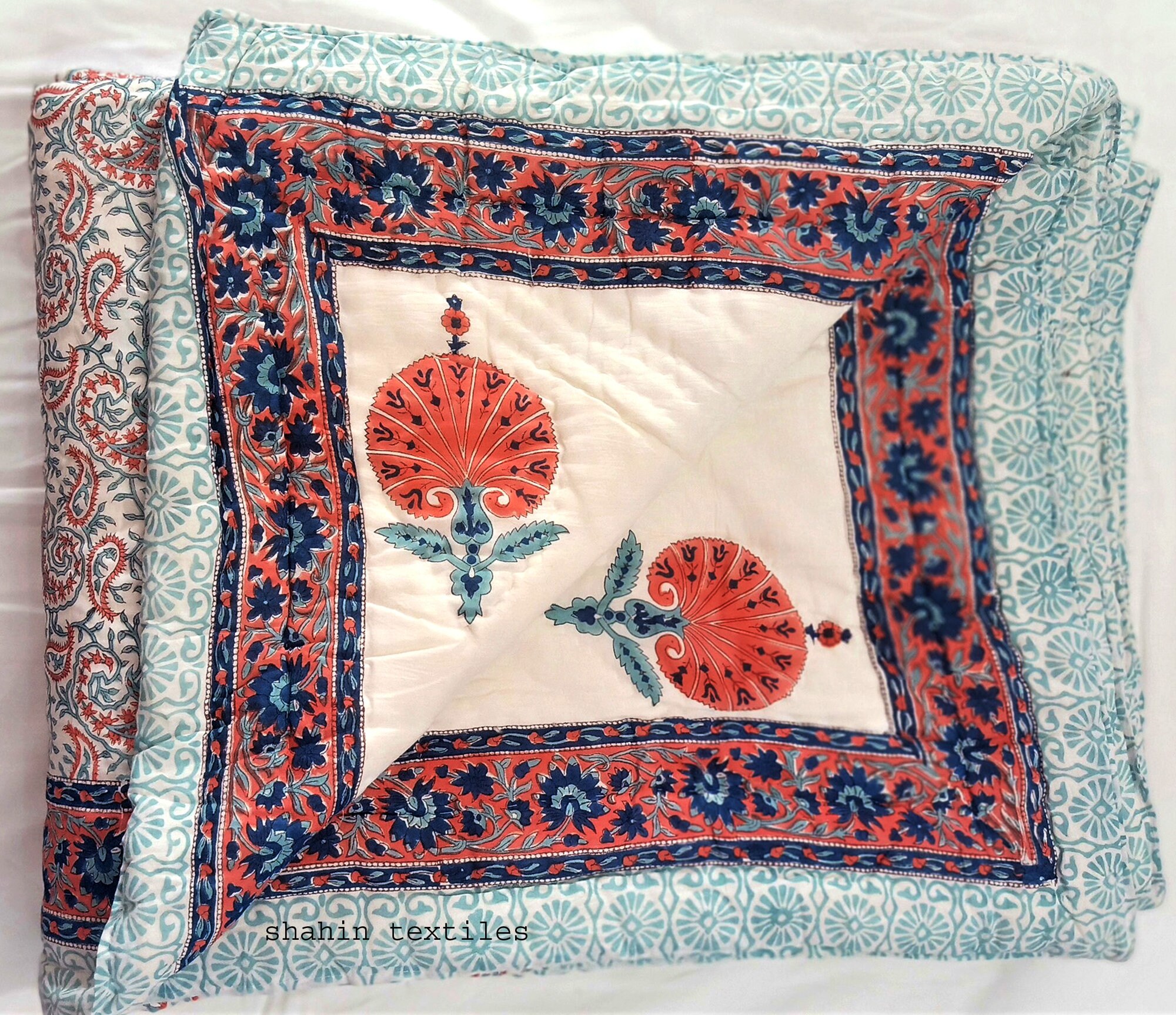 Multicoloured Hand Block Printed Reversible Smooth Ultra Warm | Etsy