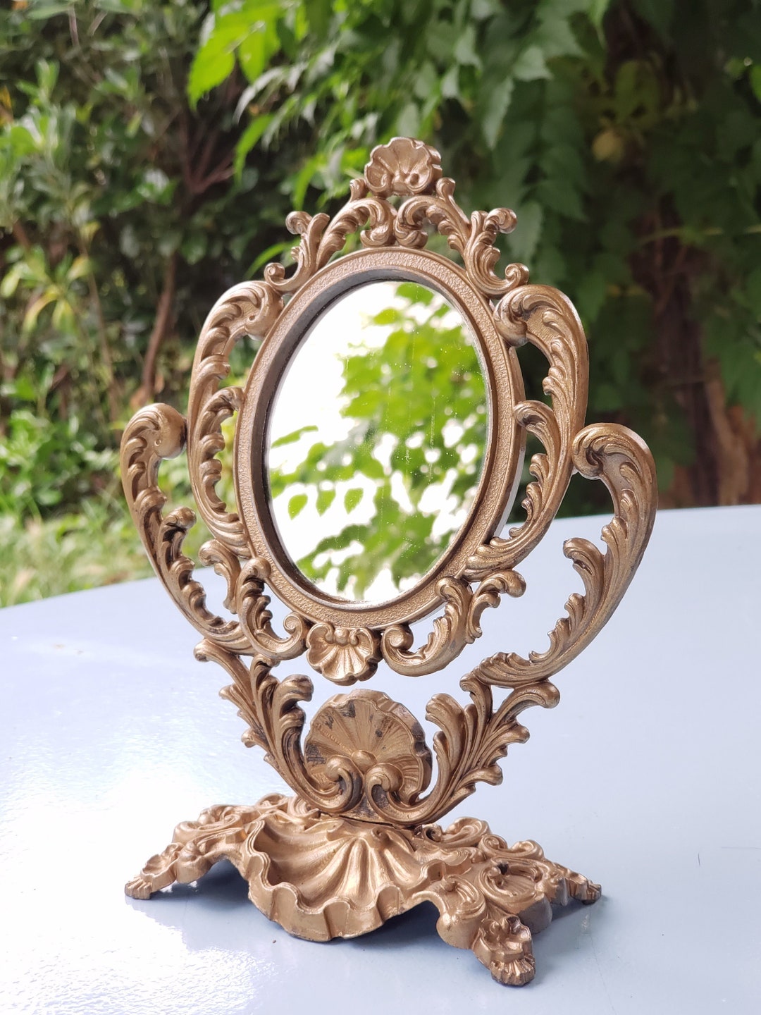 Mini Romantic Style Psyche Swivel Mirror to Stand Rocaille Style Rococo ...