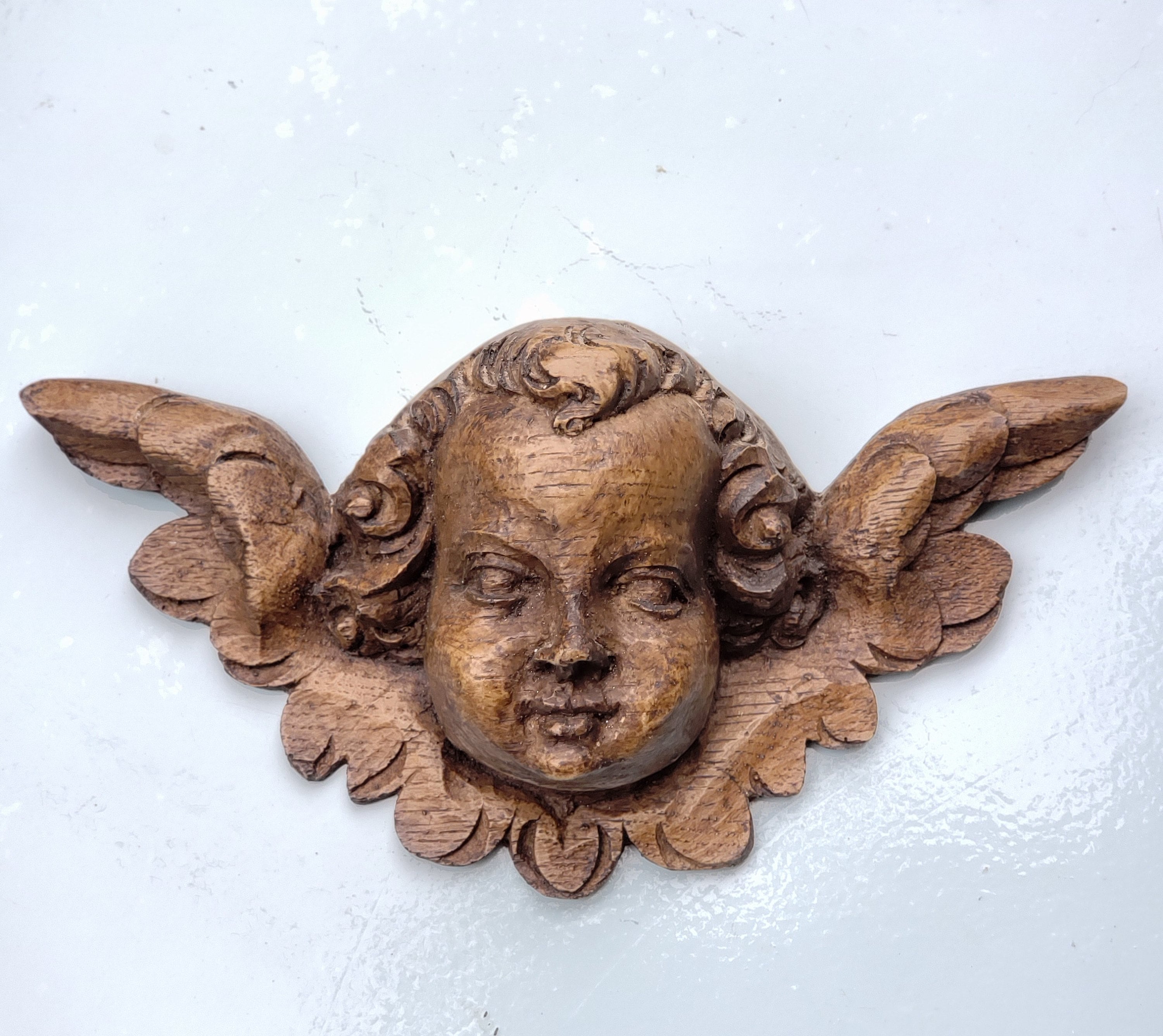 Wood-look Resin Angel - Decorative Cherub - Interior Decoration ...