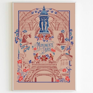 Poster A4 Paris the Monuments of Paris Clear - Etsy