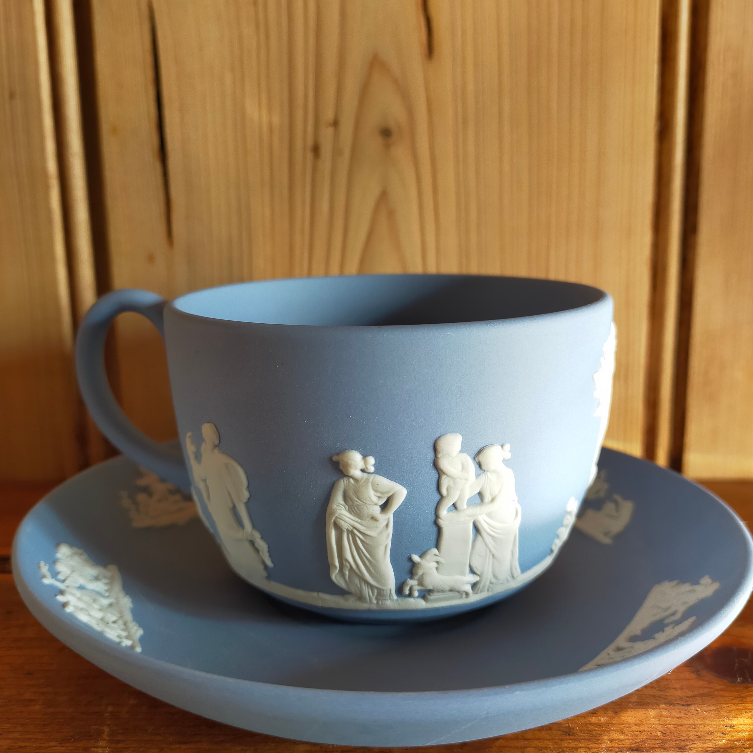Rare Wedgwood Jasperware Blue & White Cup and Saucer. Neoclassical ...