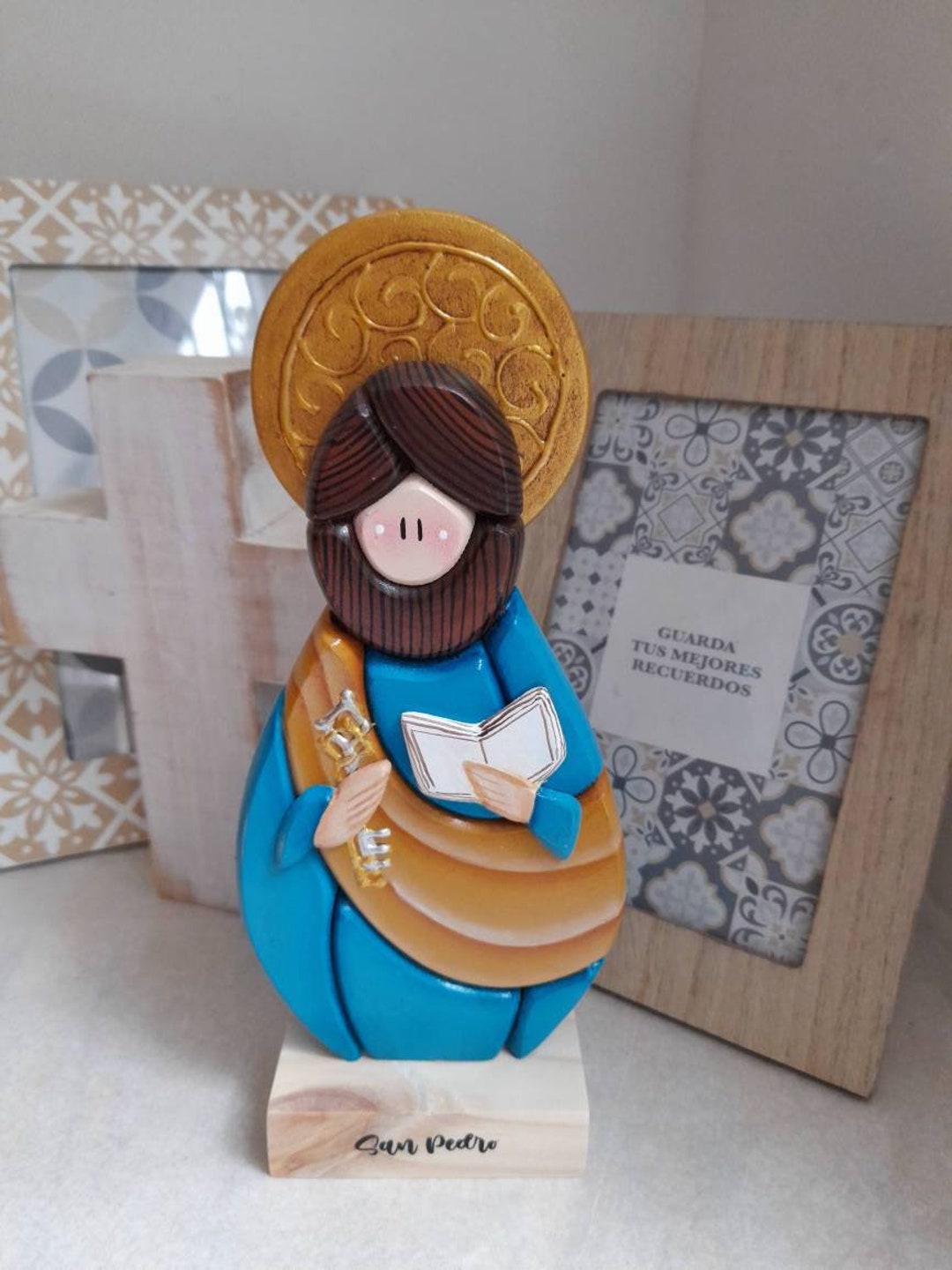 Figurine Saint Joseph Father of Jesus Saint in Wood Hand Painted by ...