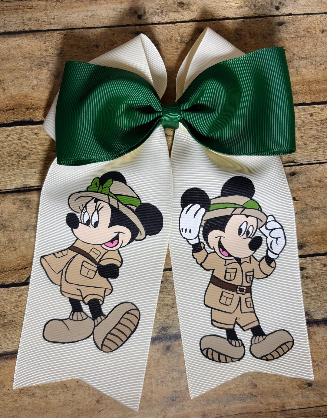 Mickey and Minnie Mouse Disney Safari Hair Bow, Hand Painted Hair Bow ...