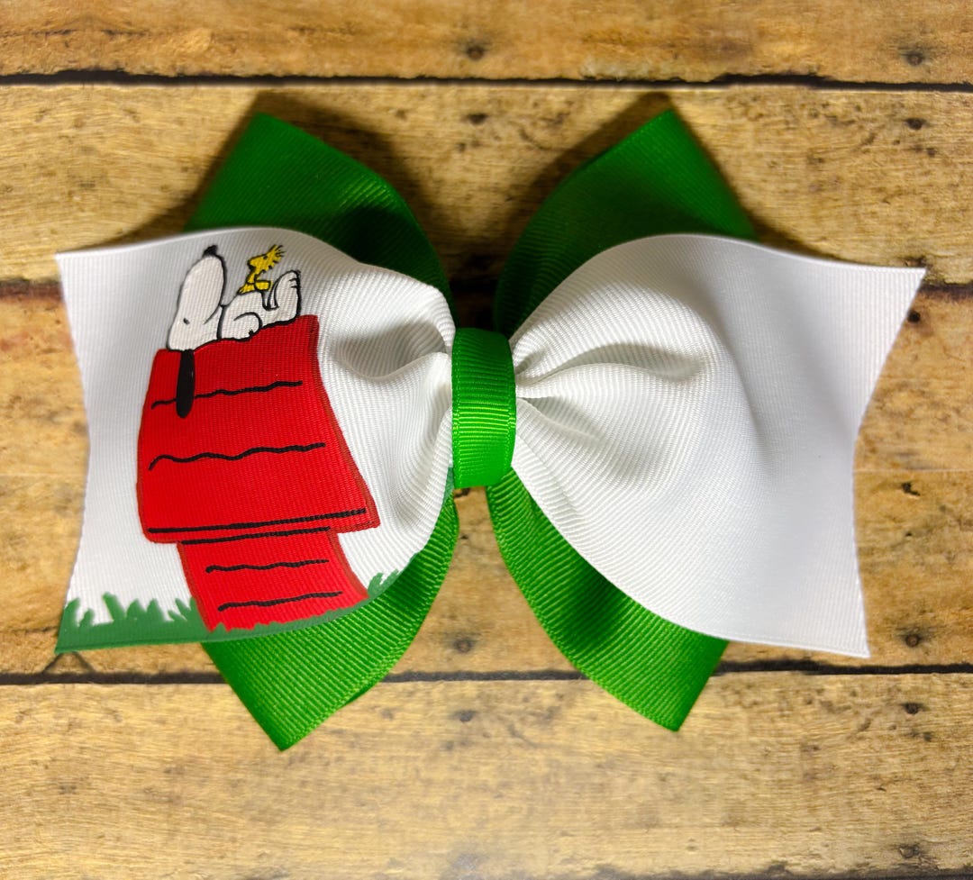 Snoopy and Woodstock Hand Painted Hair Bow, Snoopy, Charlie Brown ...