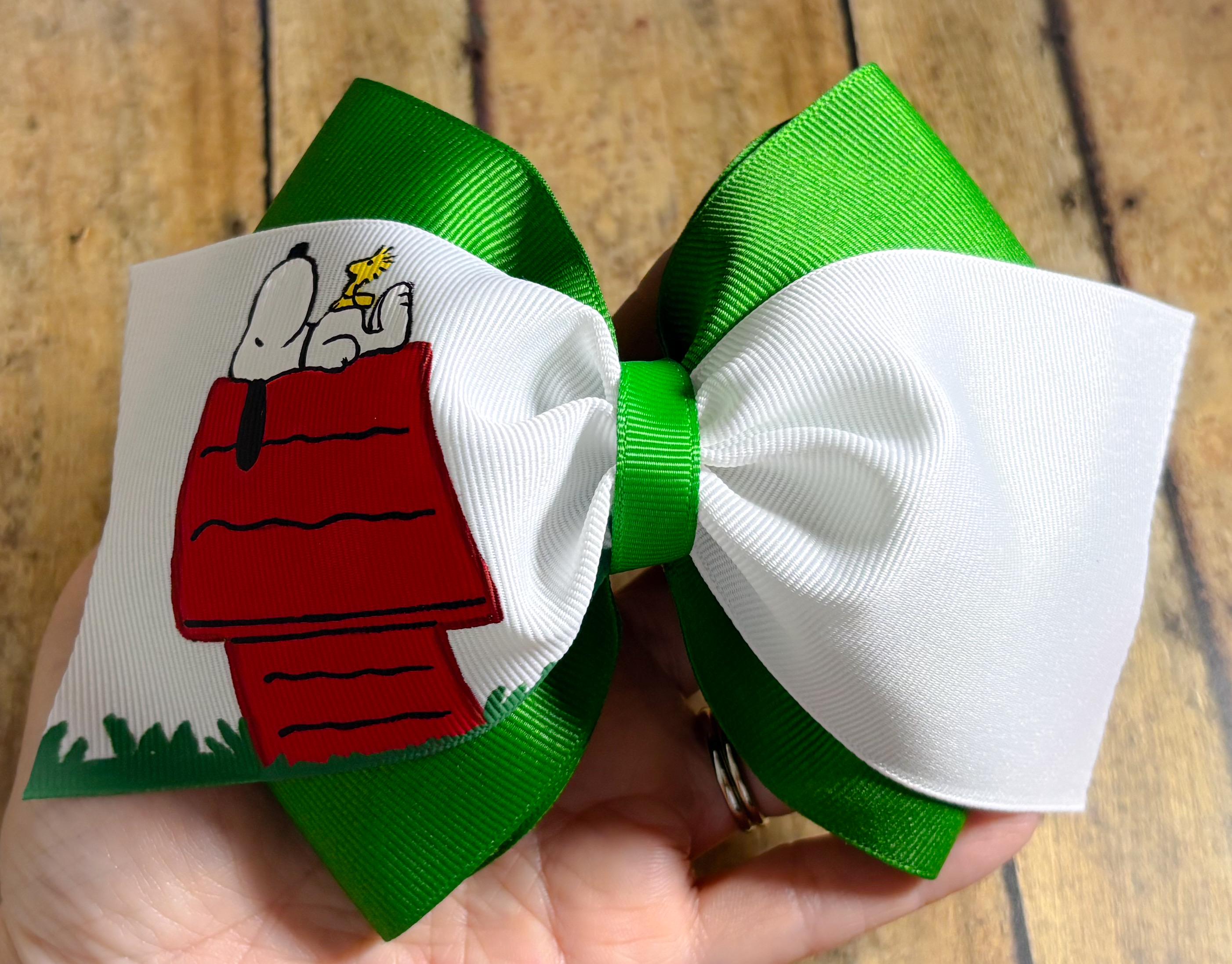 Snoopy and Woodstock Hand Painted Hair Bow, Snoopy, Charlie Brown ...