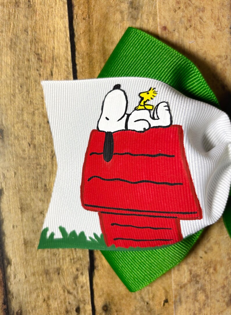 Snoopy and Woodstock Hand Painted Hair Bow, Snoopy, Charlie Brown ...