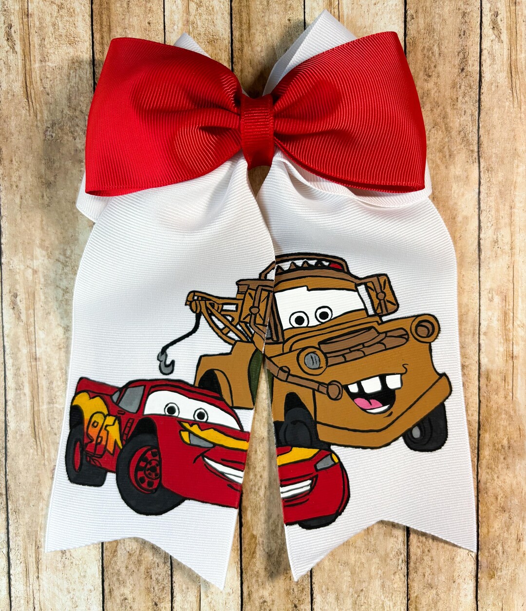 Disney Pixar Lighting Mcqueen and Mator Hand Painted Hair Bow, Lighting ...