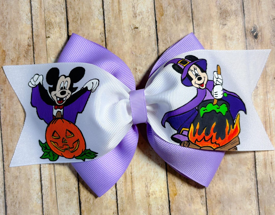 Disney Mickey and Minnie Mouse Halloween Hair Bow, Witch Vampire ...