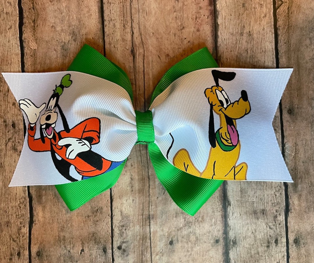Disney Inspired Goofy and Pluto Hand Painted Hair Bow, Disney, Goofy ...
