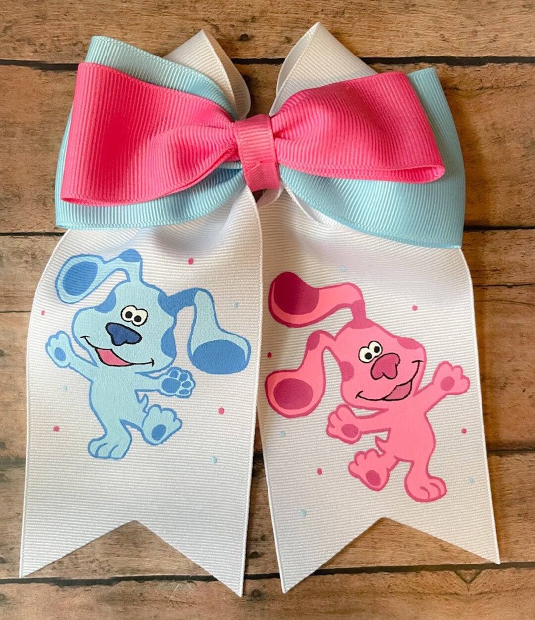 Blues Clues Blue and Magenta Hand Painted Hair Bow, Blue, Magenta, Dogs ...