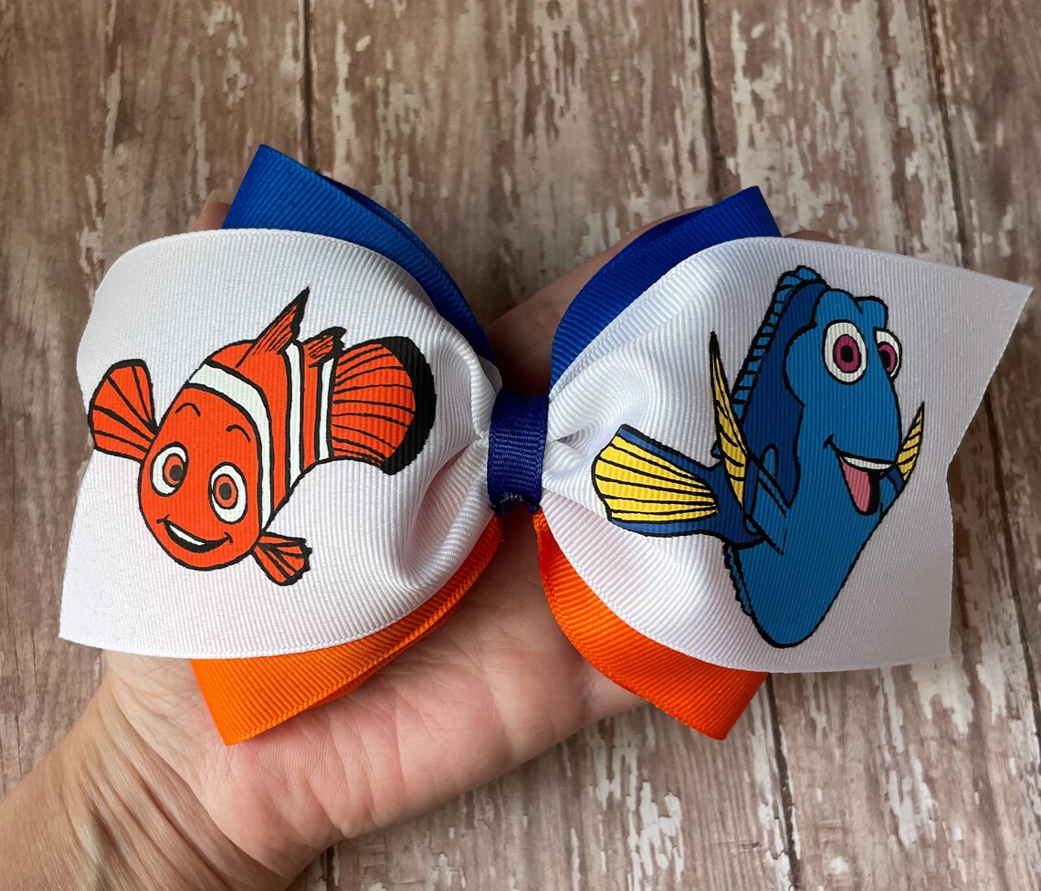 Disneys Nemo and Dory hand painted hair bow Finding Nemo | Etsy